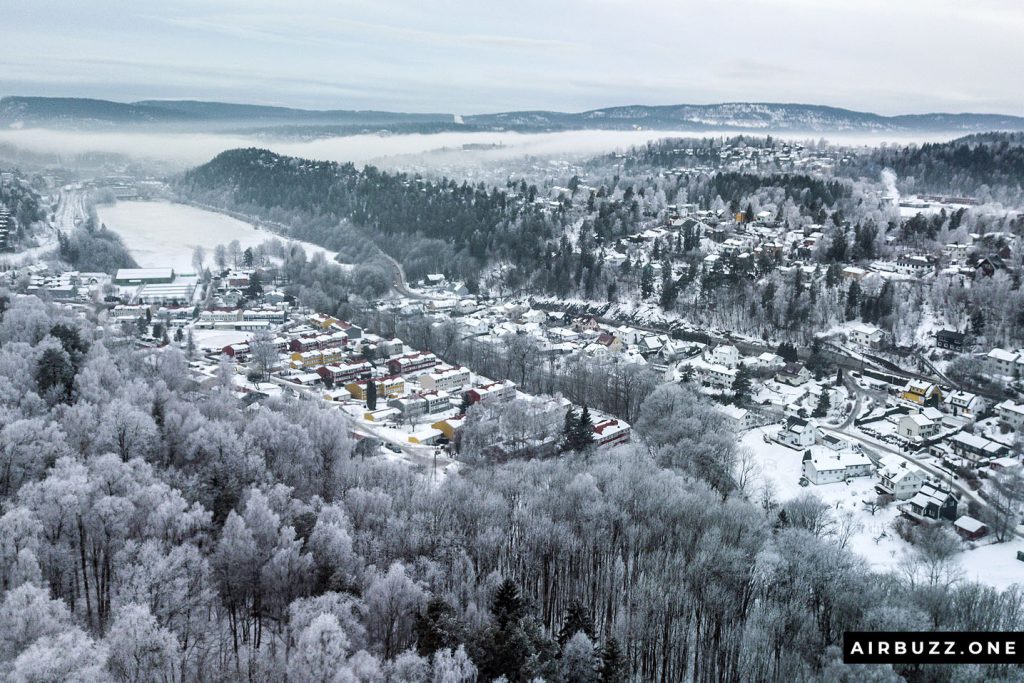 A nice drone flight above Sandvika covered in snow! - AirBuzz.One Drone ...